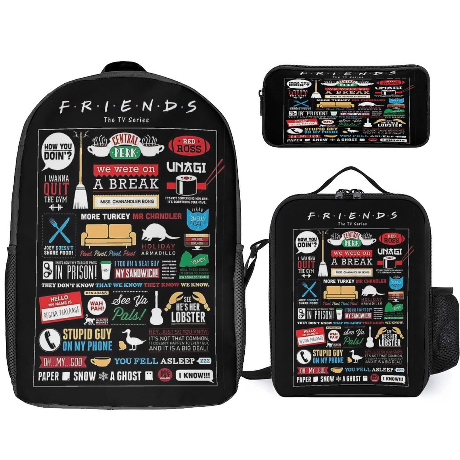 Friends Tv Show Backpack 3PCS Backpack Set Lunch Box And Pencil Case ...