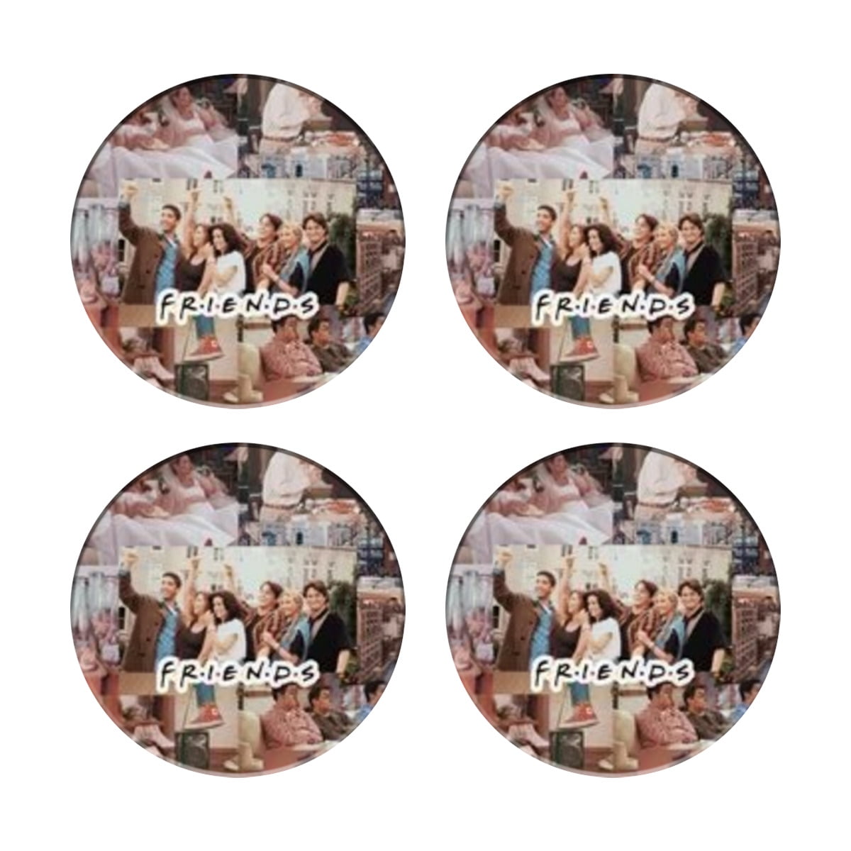 Friends Tv Show Coasters Round Ceramic 4-Piece Set 3.9 Inch with Cork ...
