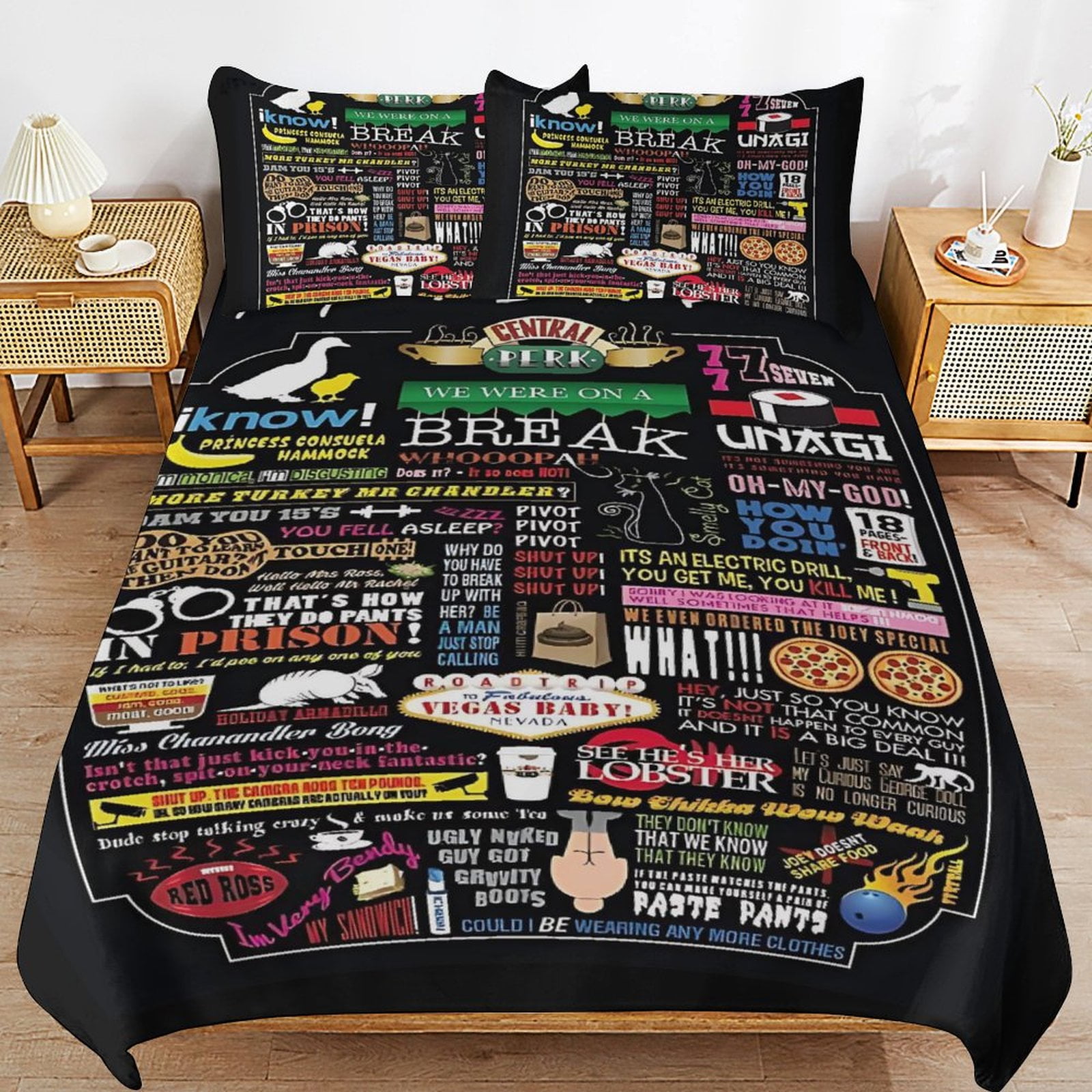 Friends Tv Show Duvet Cover Set Cartoon Print Bedding Set 3pcs for Kids ...