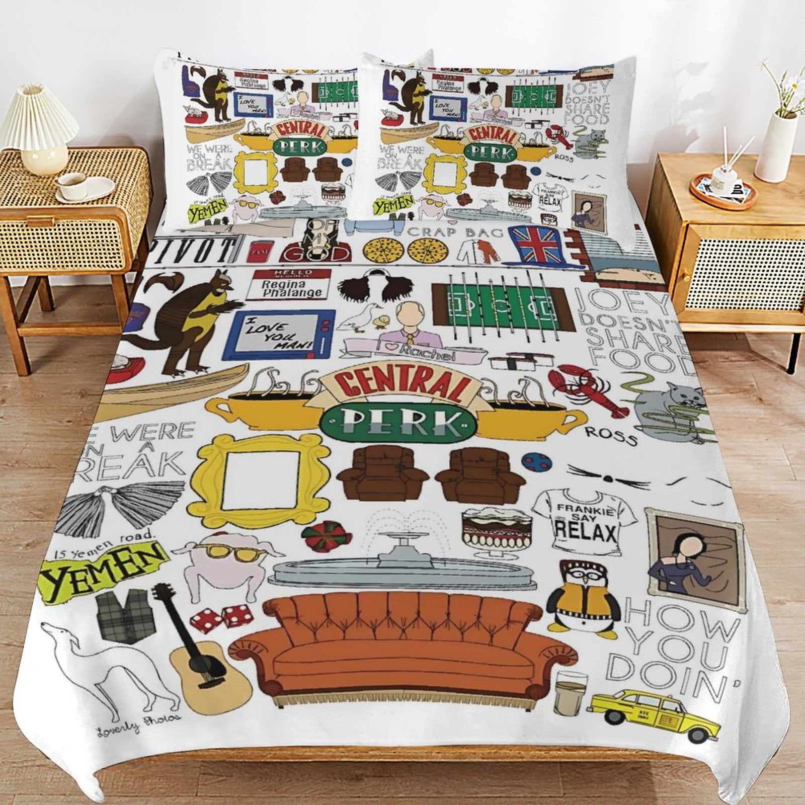 Friends Tv Show Duvet Cover Set Cartoon Print Bedding Set 3pcs for Kids ...