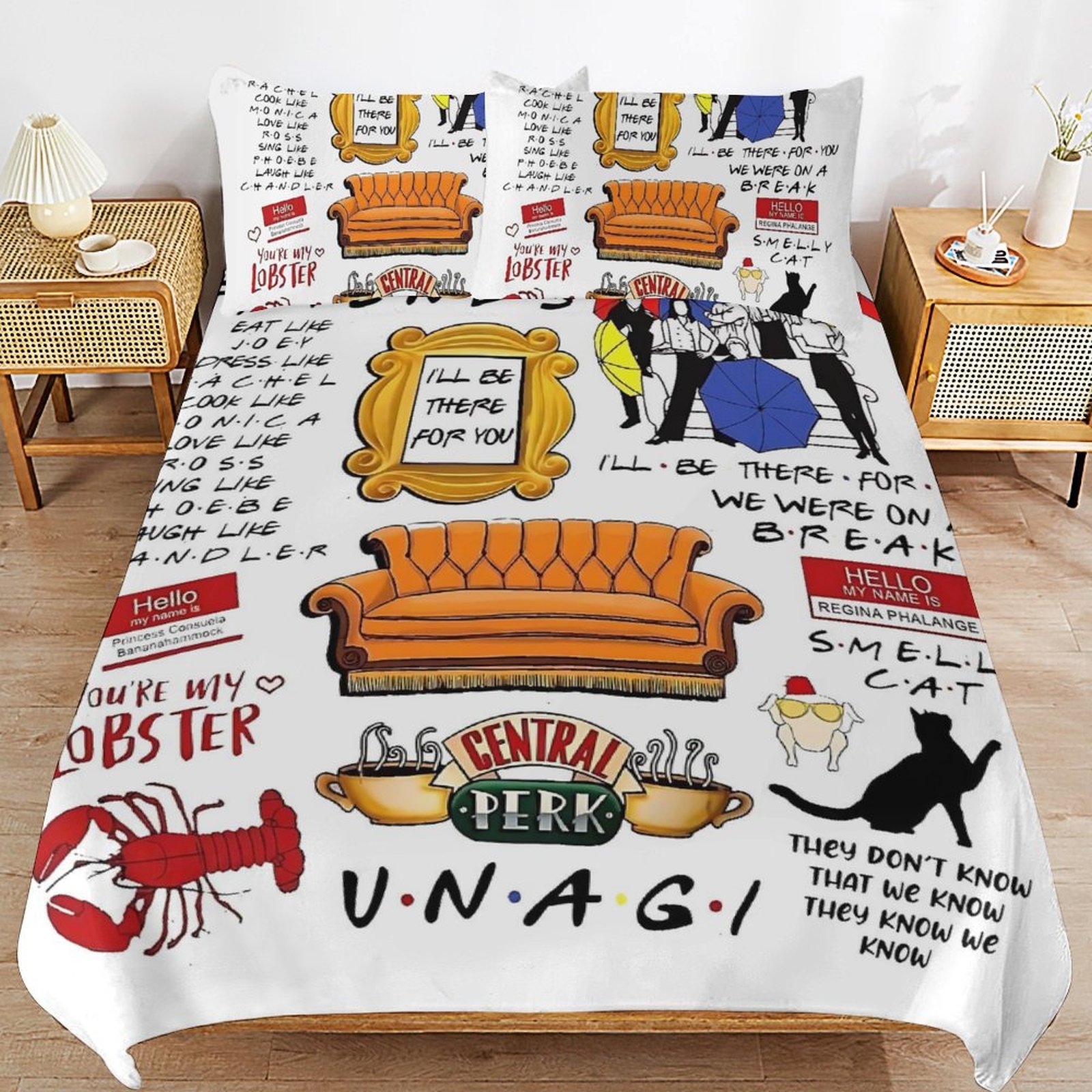 Friends Tv Show Duvet Cover Set Cartoon Print Bedding Set 3pcs for Kids ...