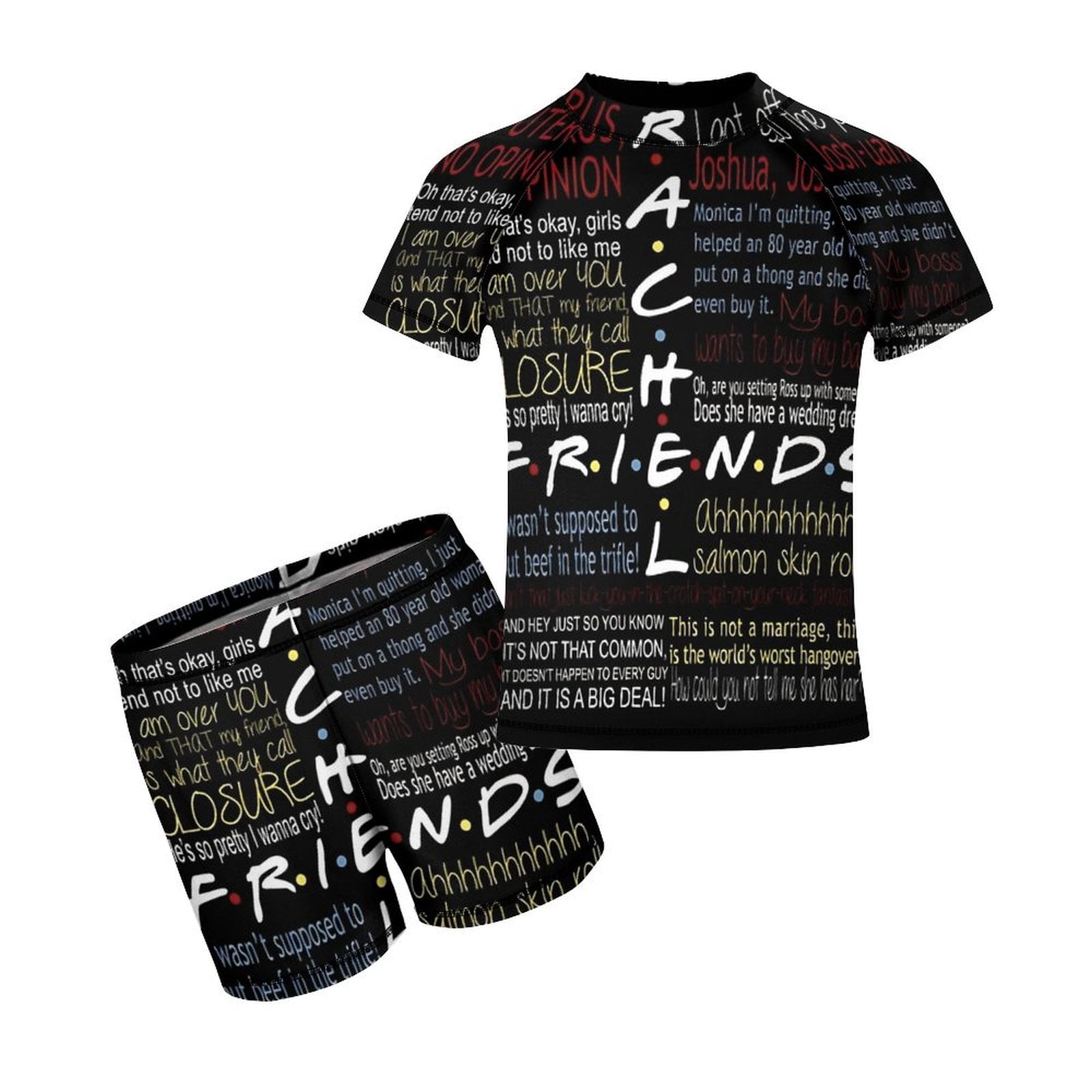 Friends Tv Show Rash Guard Set 2 Piece Short Sleeve Swim Shirts with ...