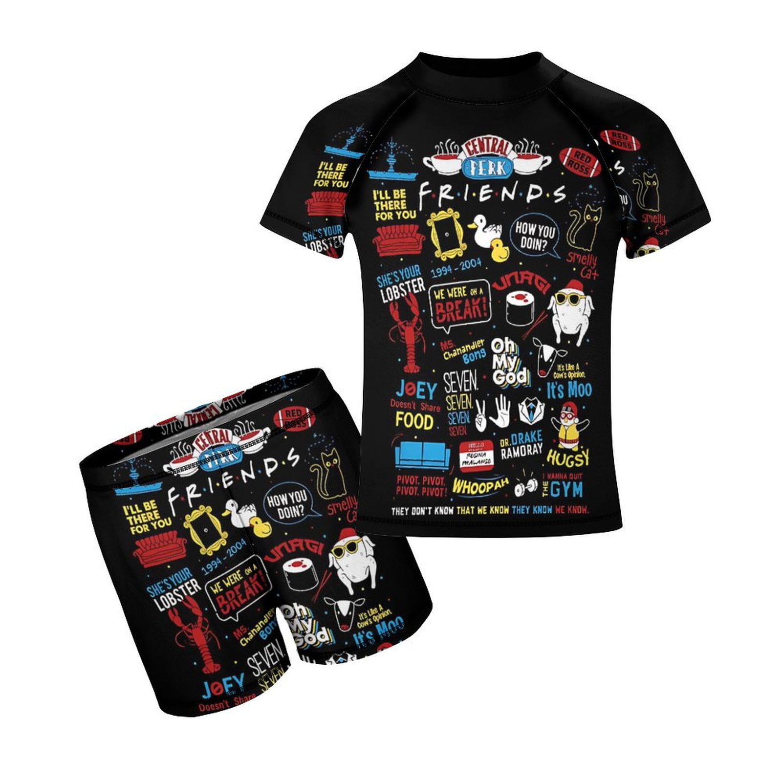 Friends Tv Show Rash Guard Set 2 Piece Short Sleeve Swim Shirts with ...
