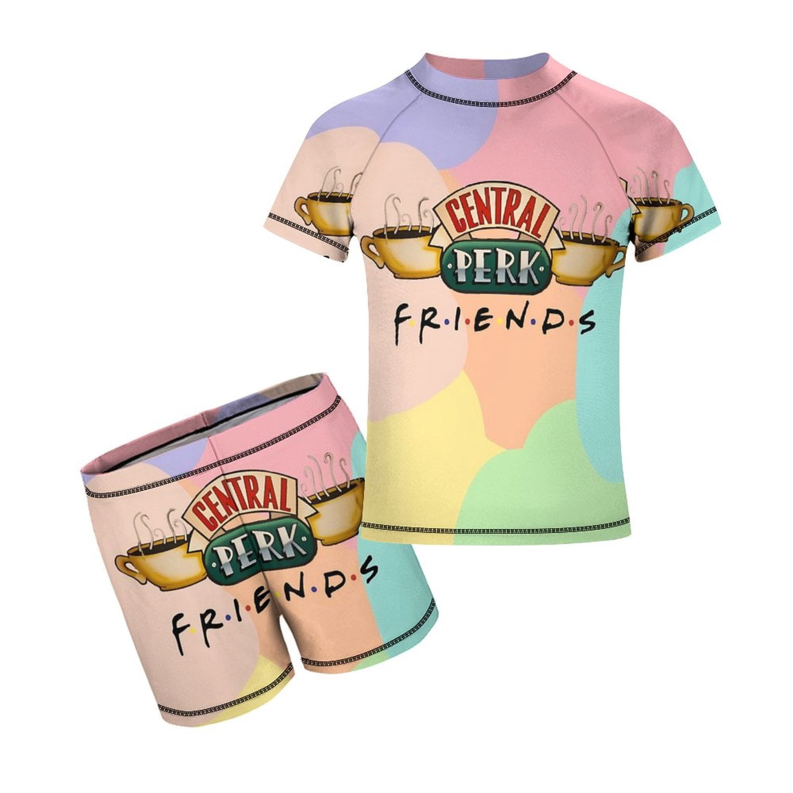 Friends Tv Show Rash Guard Set 2 Piece Short Sleeve Swim Shirts with ...