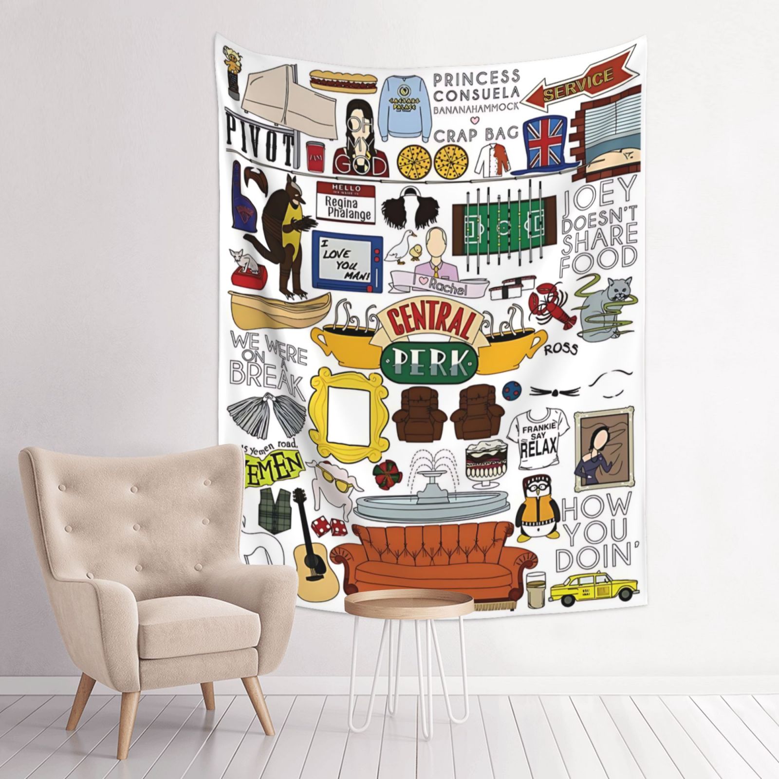 Friends Tv Show Wall Art Cartoon Tapestry Hanging In Bedroom Living ...
