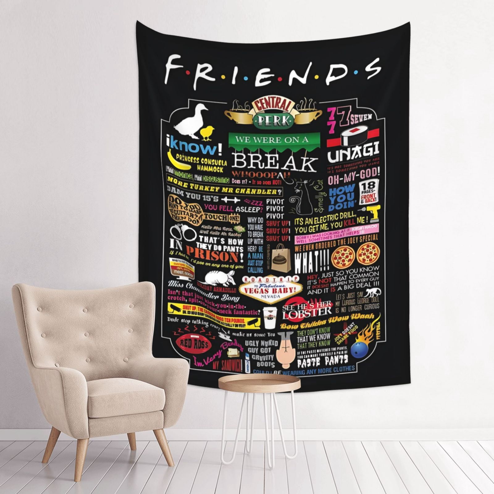 Friends Tv Show Wall Art Cartoon Tapestry Hanging In Bedroom Living ...