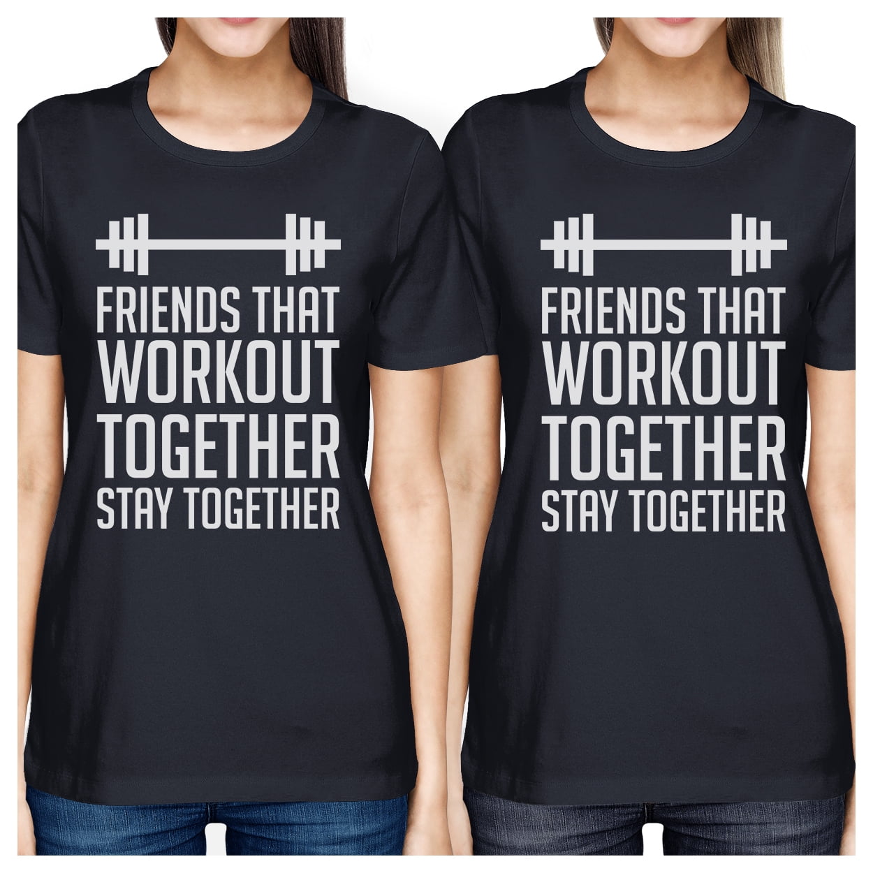 Friends Workout Together Womens Navy Cute Best Friend Matching Tees ...