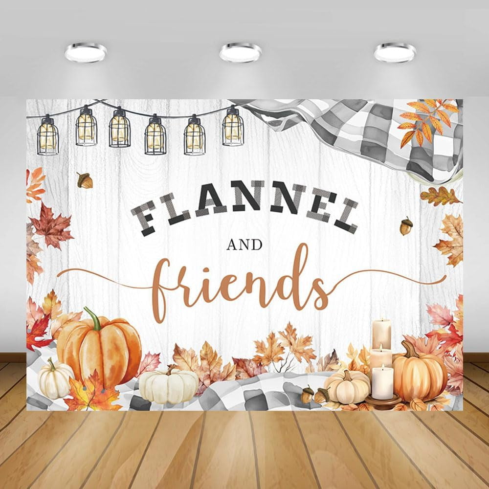 Friendsgiving Flannel and Friends Backdrop Pumpkin Fun Thanksgiving ...