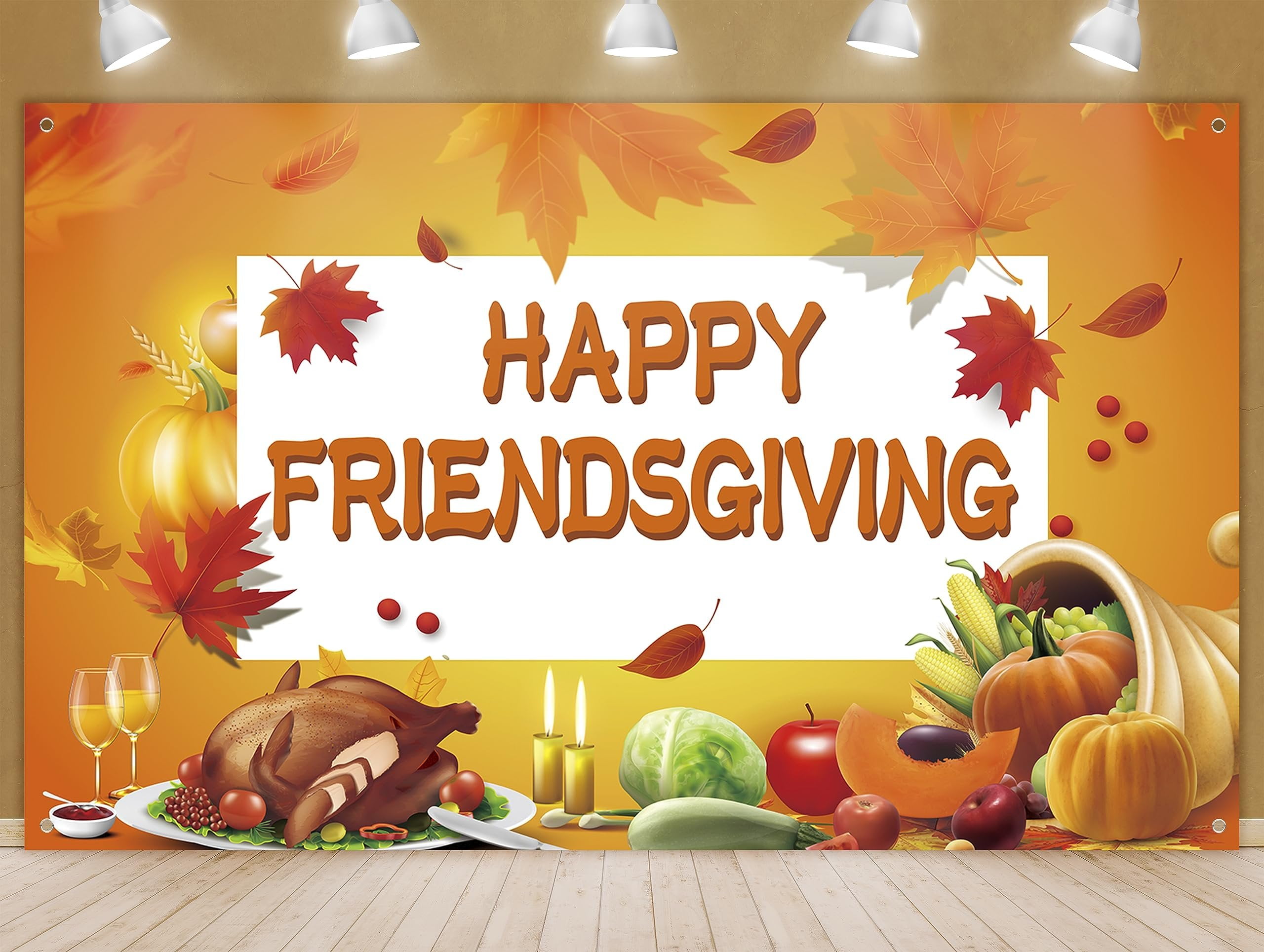 Friendsgiving Party Backdrop - Give Thanks Gathering Friends Theme ...