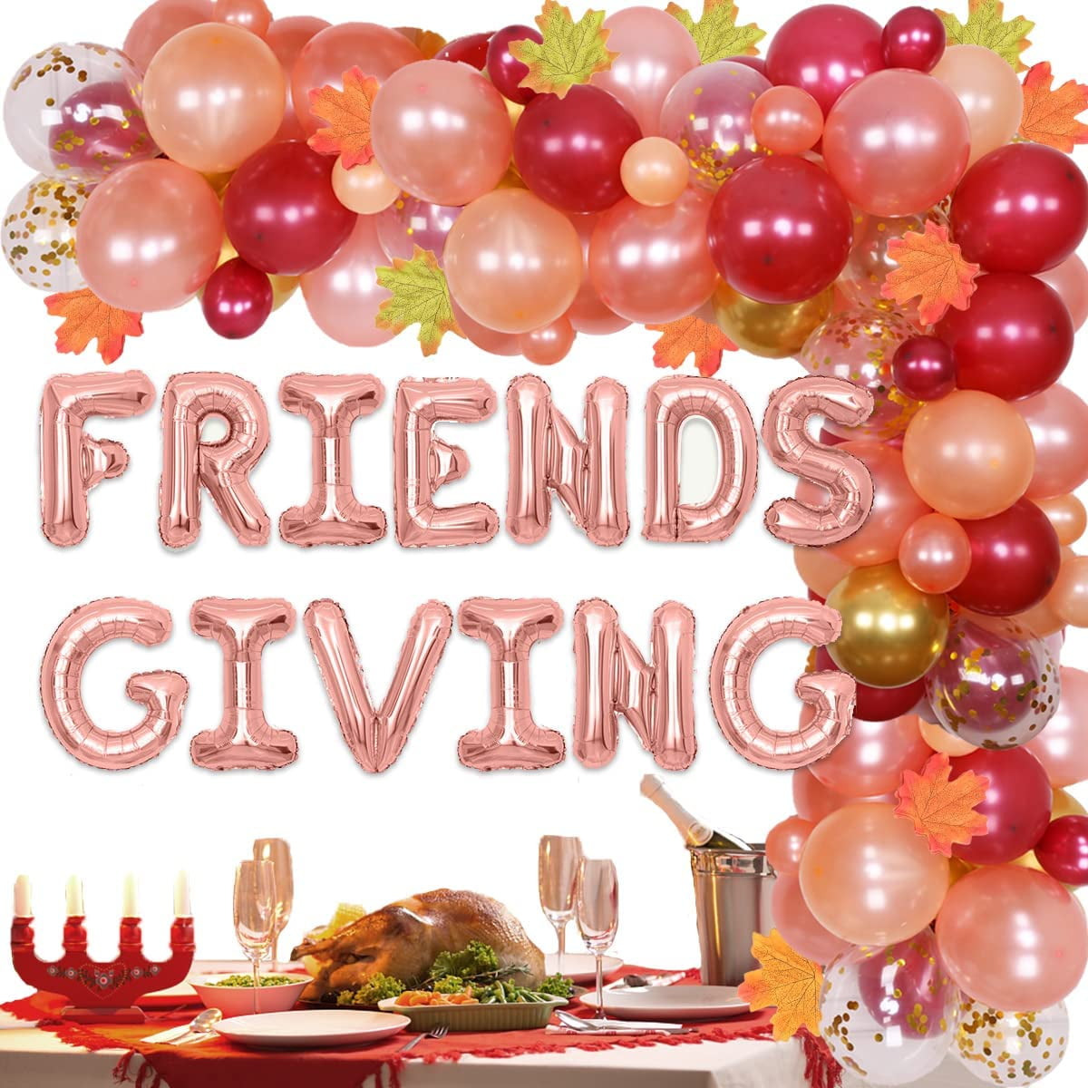 Friendsgiving Party Decorations, Rose Gold Balloon Garland Arch Kit ...