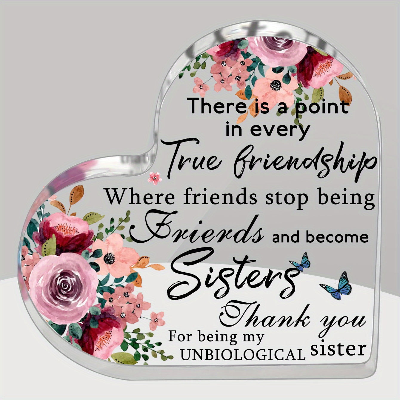 Friendship Acrylic Heart Decorative Plaque with Floral - "True ...