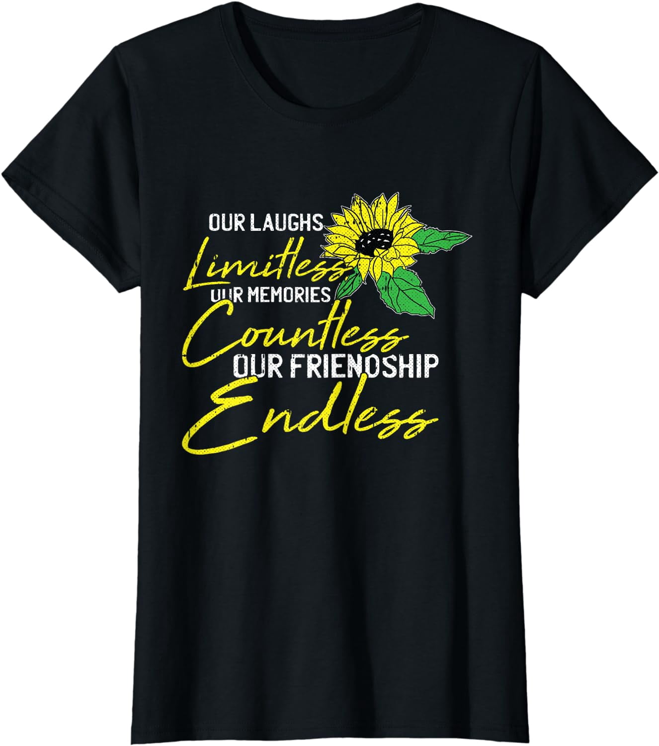 Friendship Best-Friend Cute Sunflower Bestie BFF Matching T-Shirt Black ...