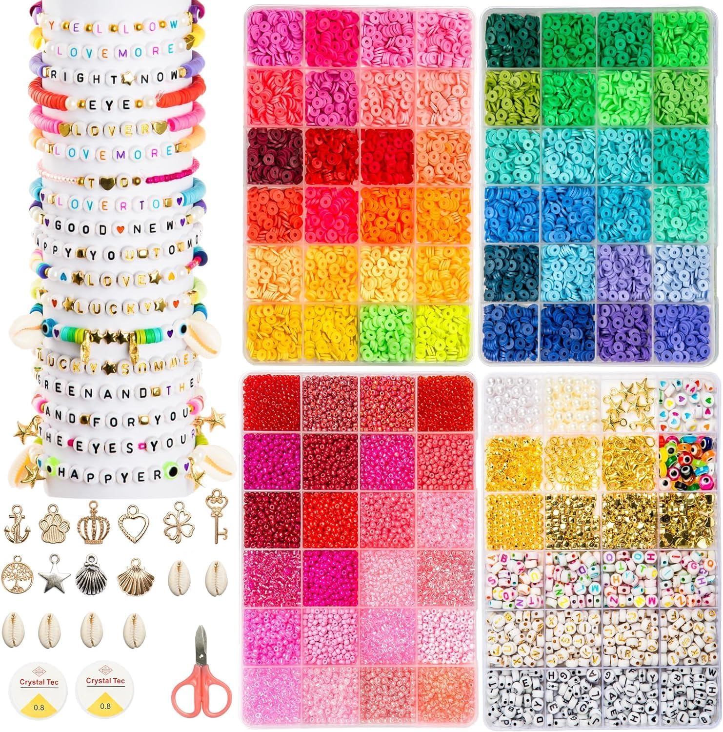 Friendship Bracelet Kit Boxes- Colors Bracelet Making Kits with Clay ...