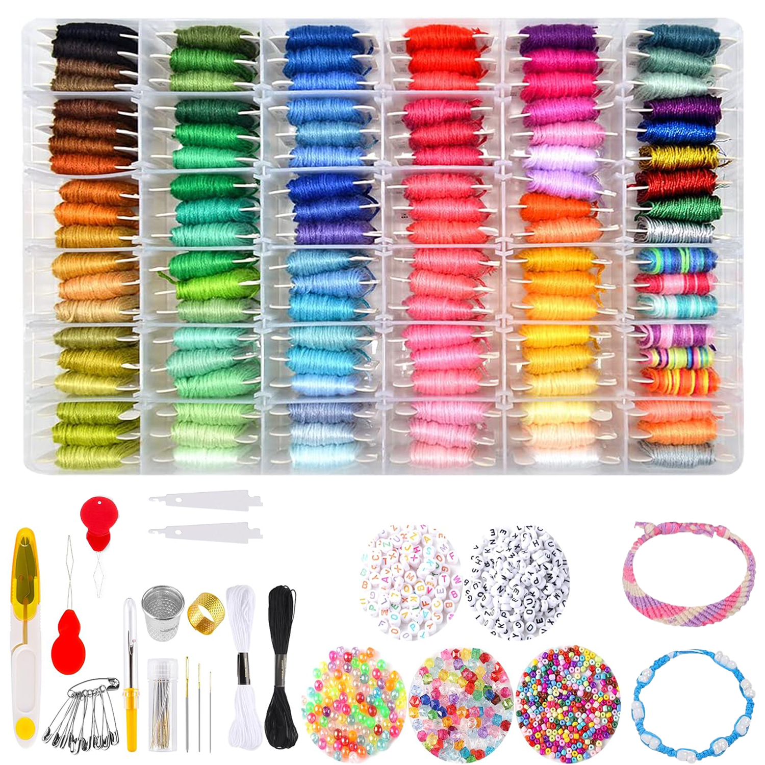 Ibeedow 100pcs Rainbow Embroidery Floss, Cross Stitch & Bracelet String ...