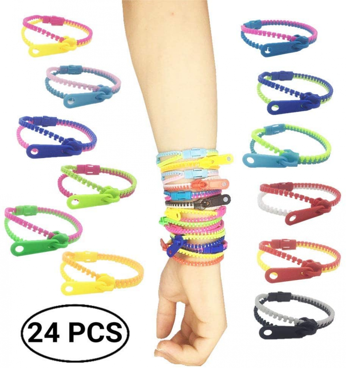 Friendship Fidget Zipper Bracelets,Sensory Toys Bulk Set Neon Colors ...