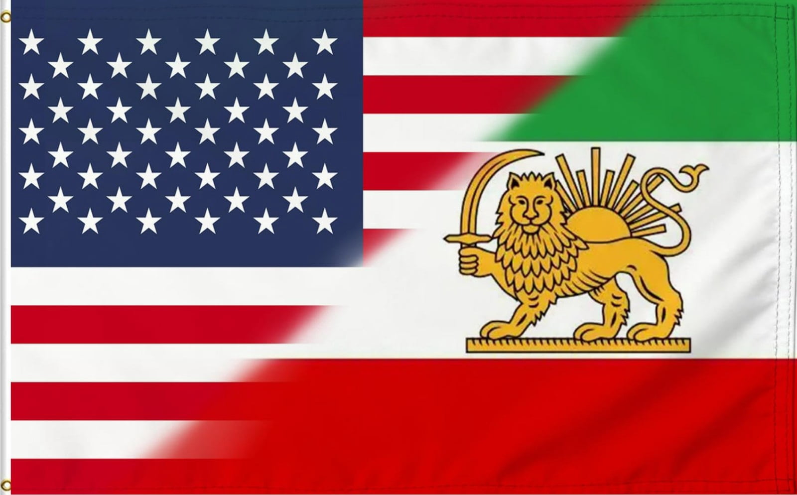 Friendship Flag Historic Flags With Sun Lion,Large Us And Old Iran ...
