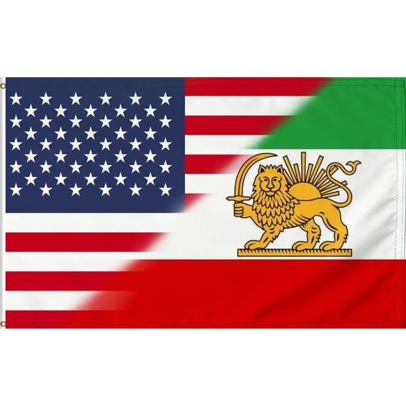 Friendship Flag Historic Flags With Sun Lion,Large Us And Old Iran ...