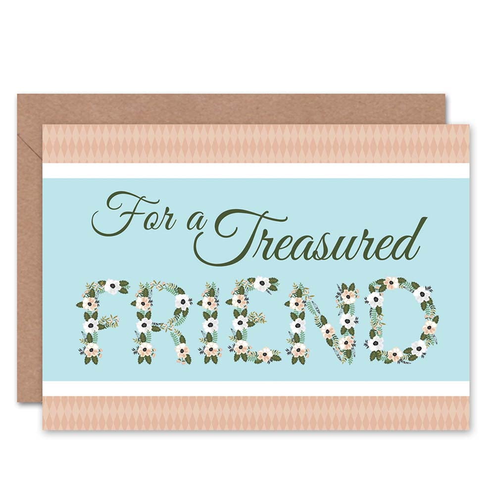 Friendship Friend Treasured Love Present Greetings Card Plus Envelope ...