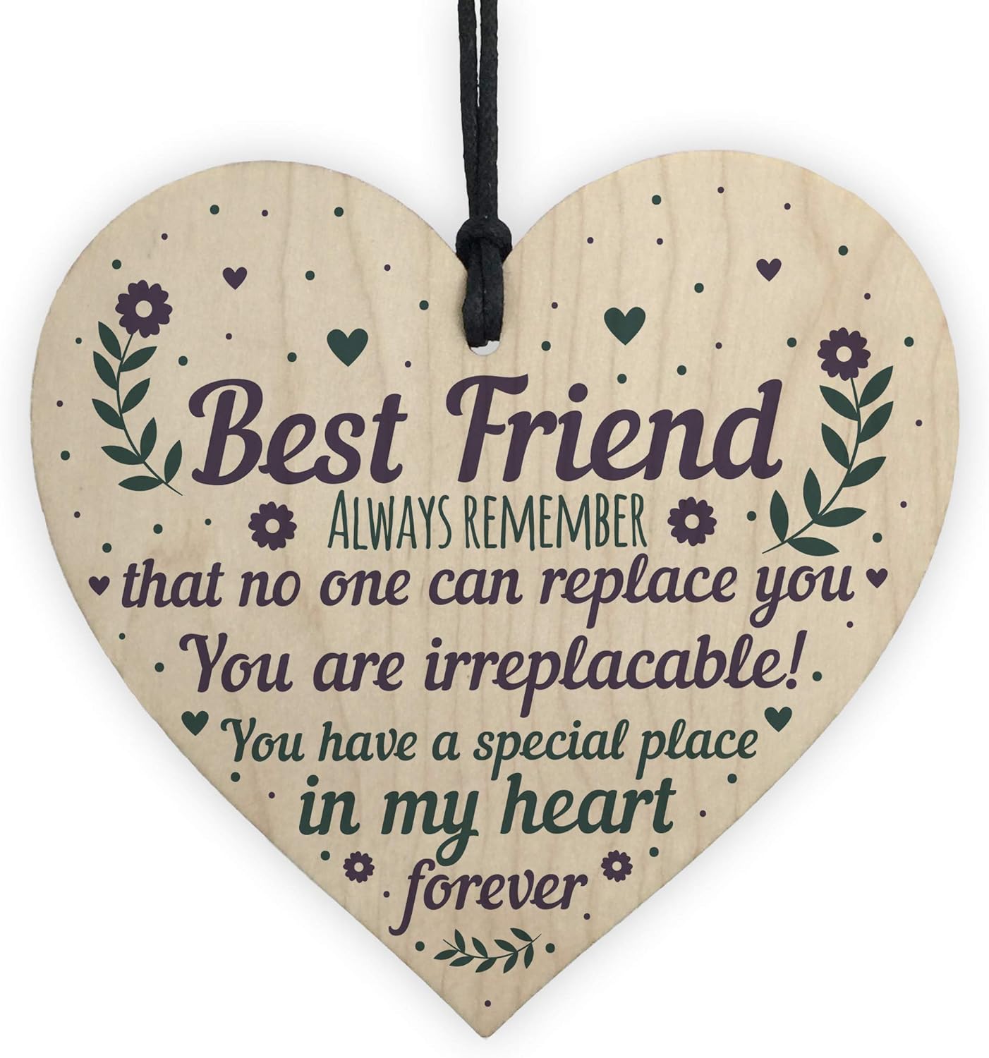 Friendship Gift Sign Cute Wooden Heart Plaque Poem Birthday Christmas ...