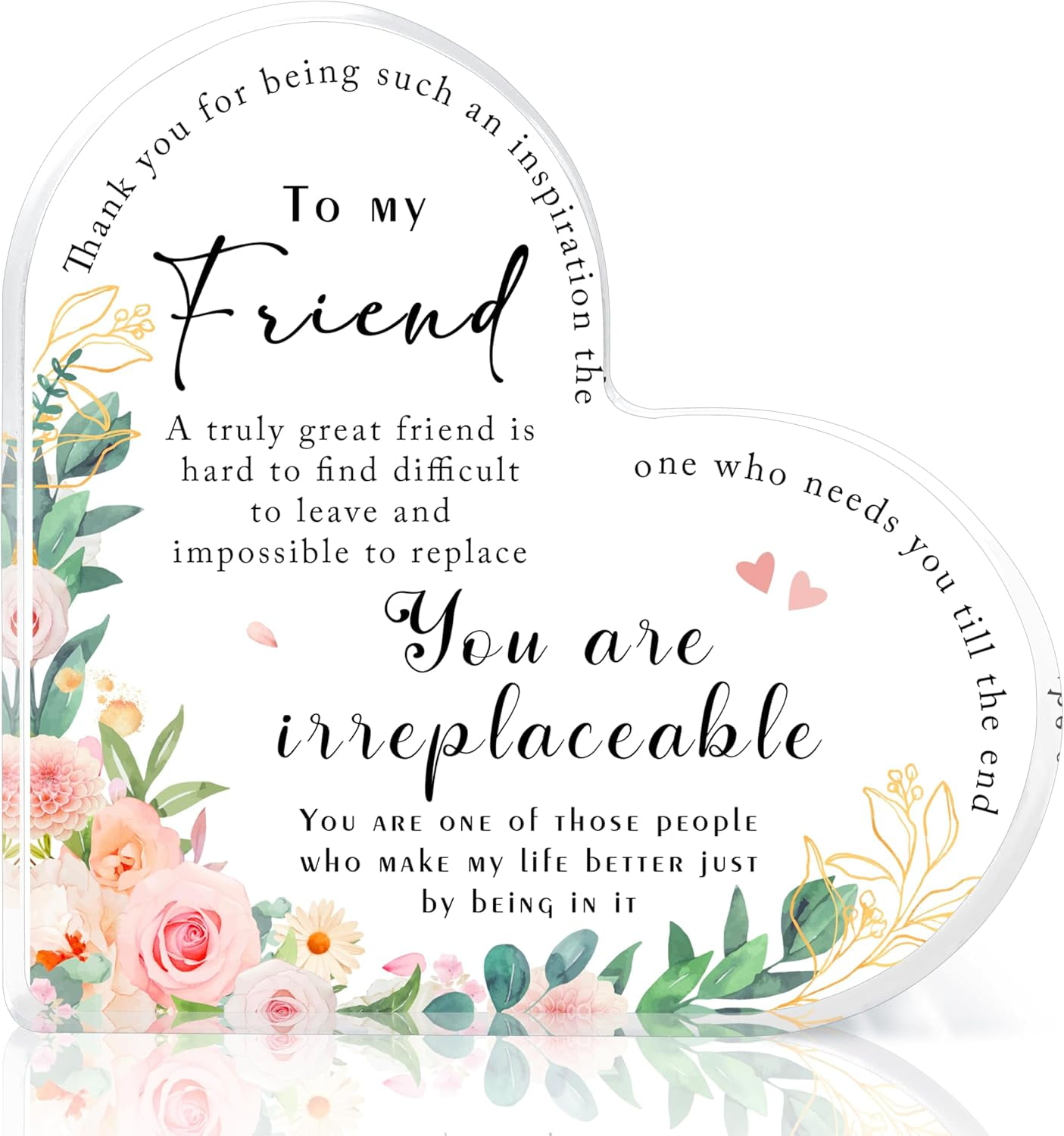 Friendship Gifts for Women Friend Bestie Unique Acrylic Heart Decor ...
