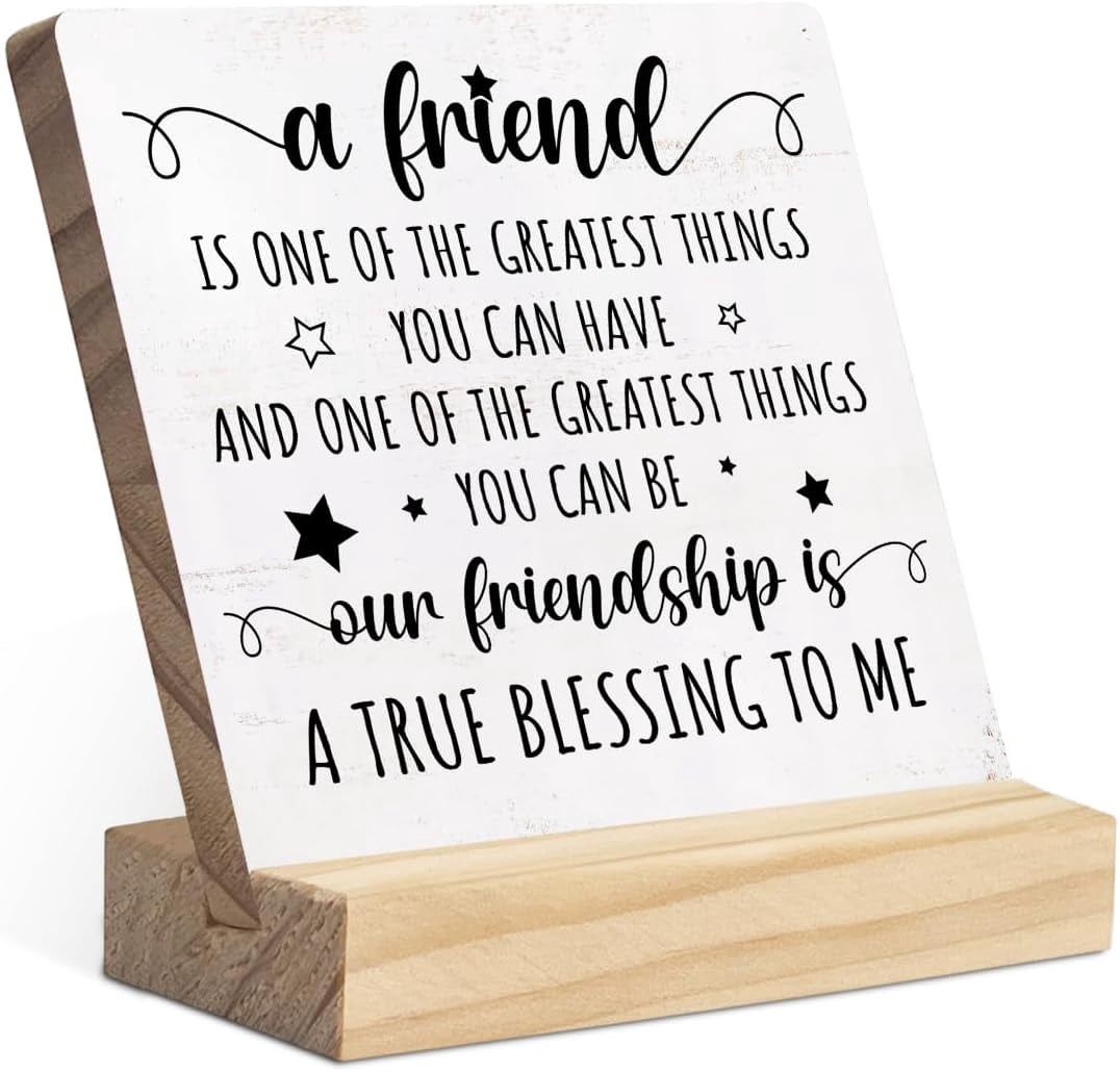 Friendship Gifts for Women Friends,Wood Plaque Sign with Wooden Stand ...