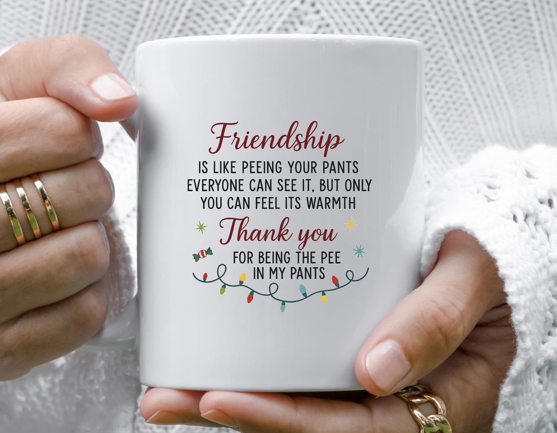 Friendship Is Like Peeing Your Pants Mug Funny Xmas Gift For Besties ...