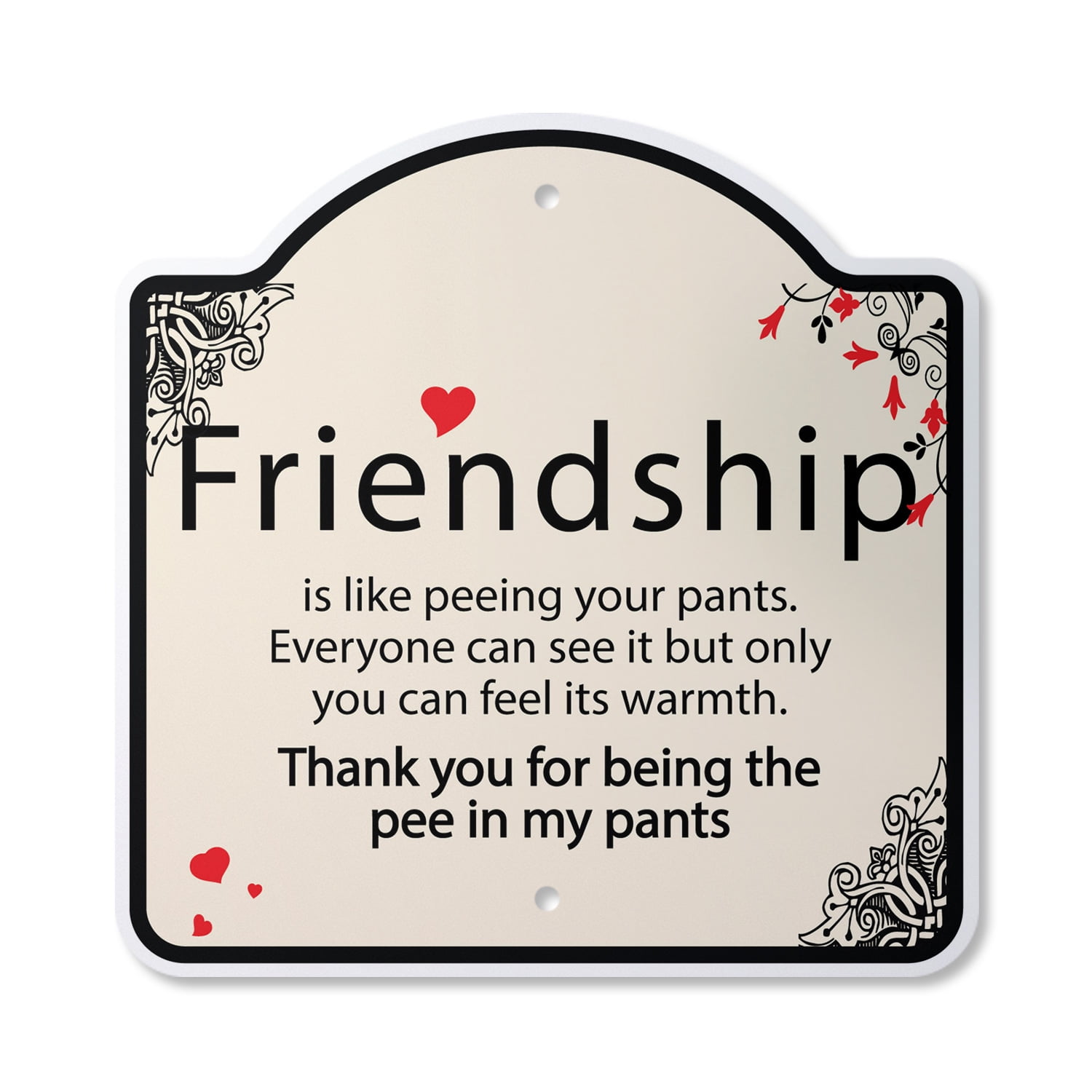 Friendship Is Like Peeing 14" X 14" Sign | Indoor/Outdoor Plastic ...