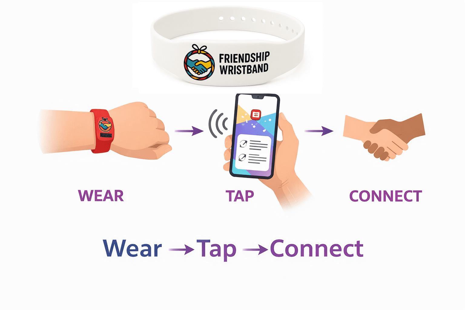 Friendship & Networking NFC Wristband for Teens and Events – Adjustable ...
