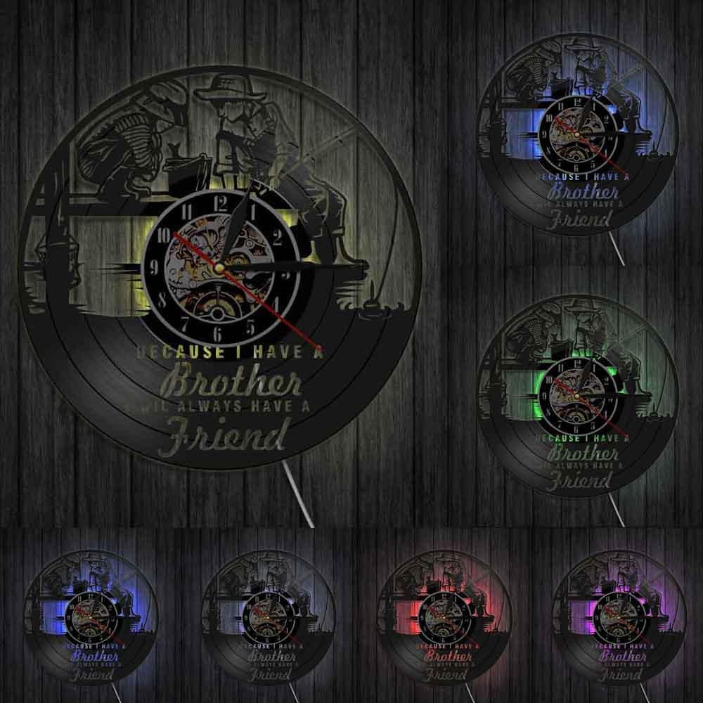 Friendship Quotes Brothers Bedroom Wall Clock Kids Fishing Nursery Wall ...