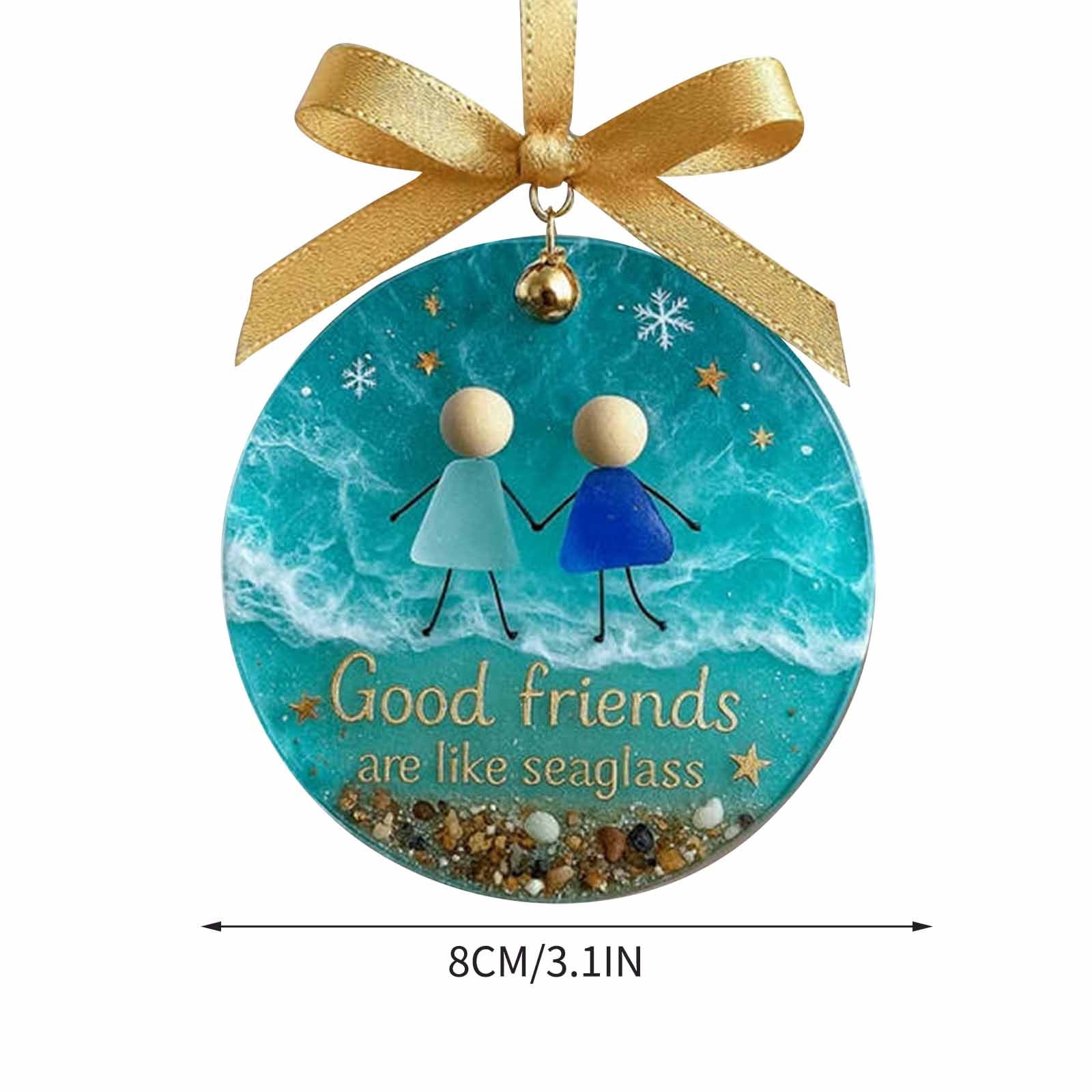 Friendship Sea Glass Christmas Ornament, Handmade Sea Glass Friendship ...