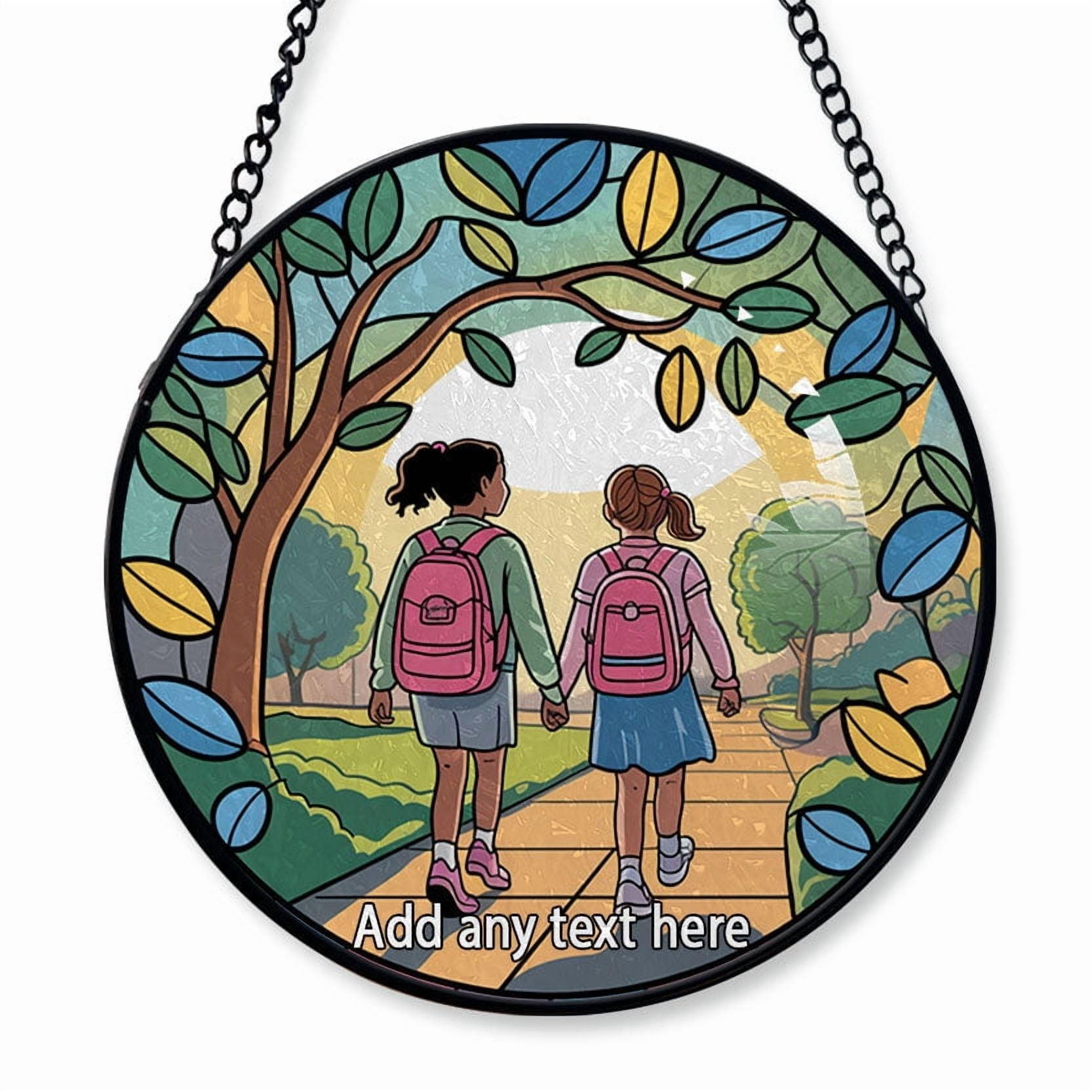 Friendship & Siblings Siblings Walk Stained Glass Suncatcher Window ...