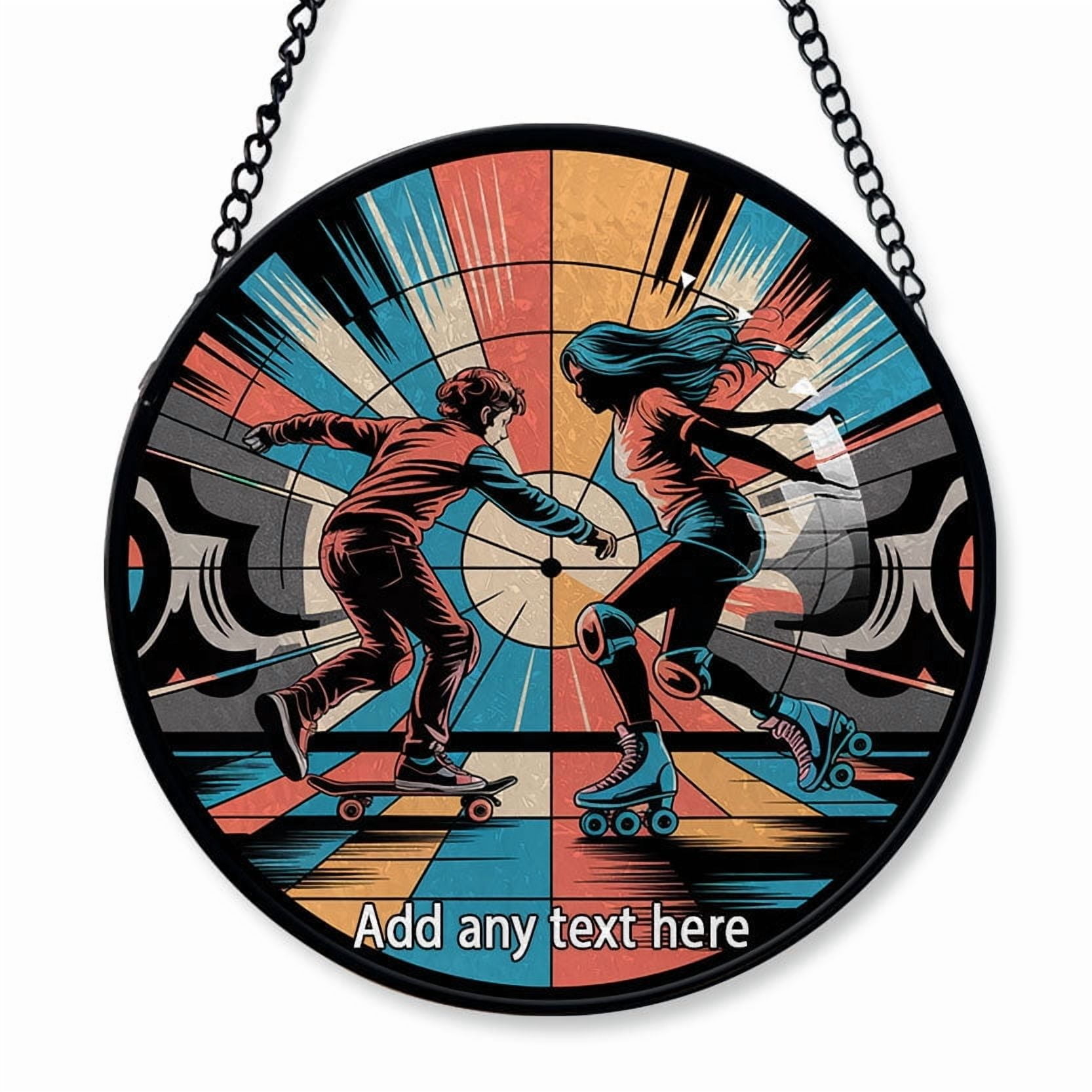 Friendship & Siblings Skate & Roller Pair Stained Glass Suncatcher ...