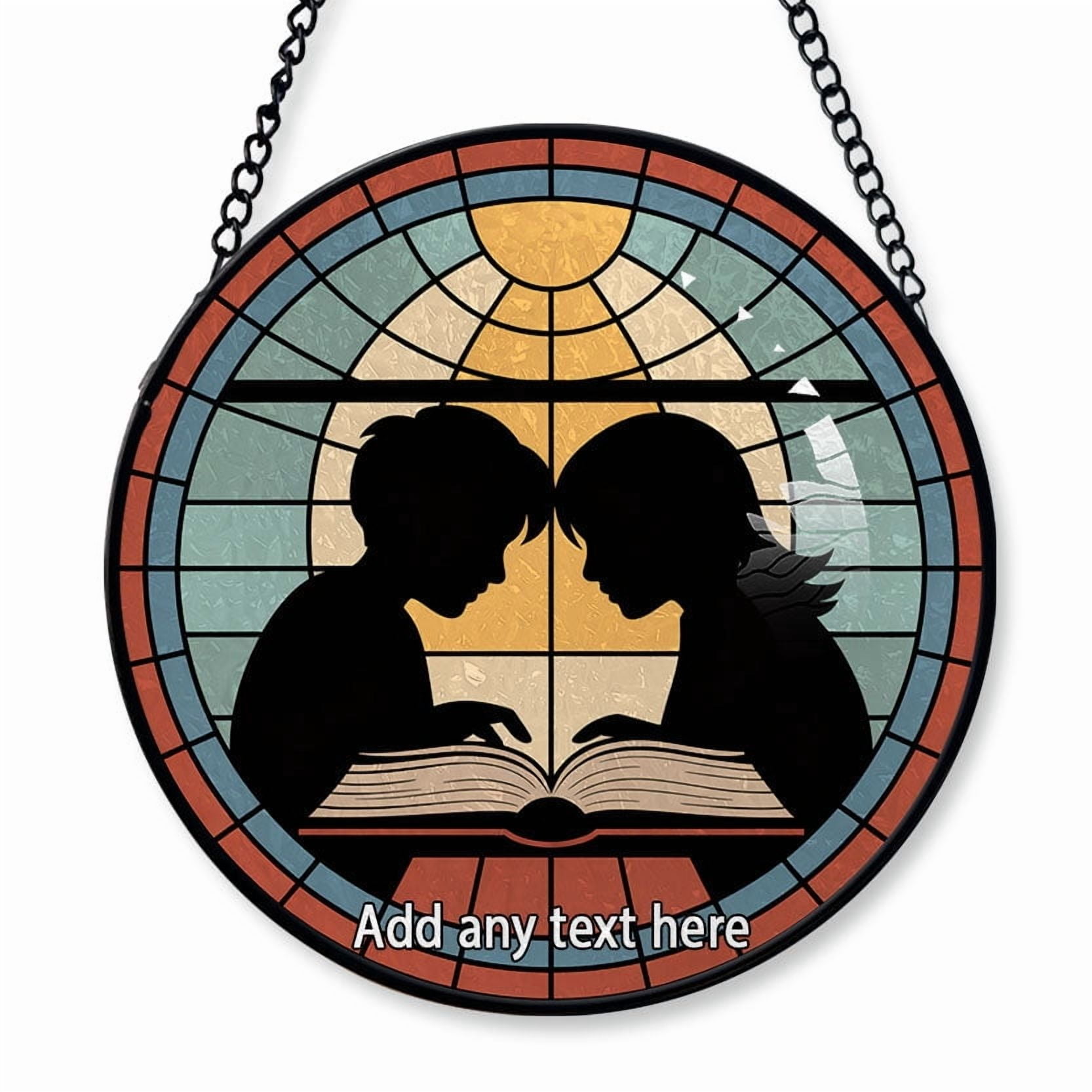Friendship & Siblings Study Buddies Stained Glass Suncatcher Window ...