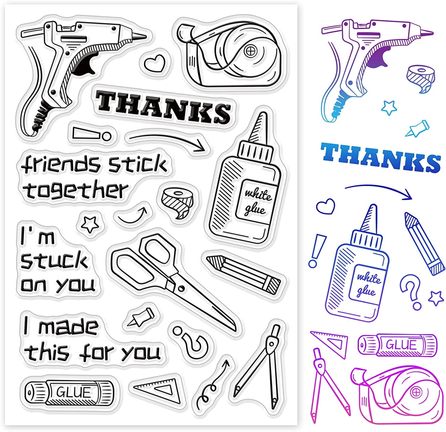 Friendship Stationery Clear Stamps Transparent Silicone Stamp Compasses ...