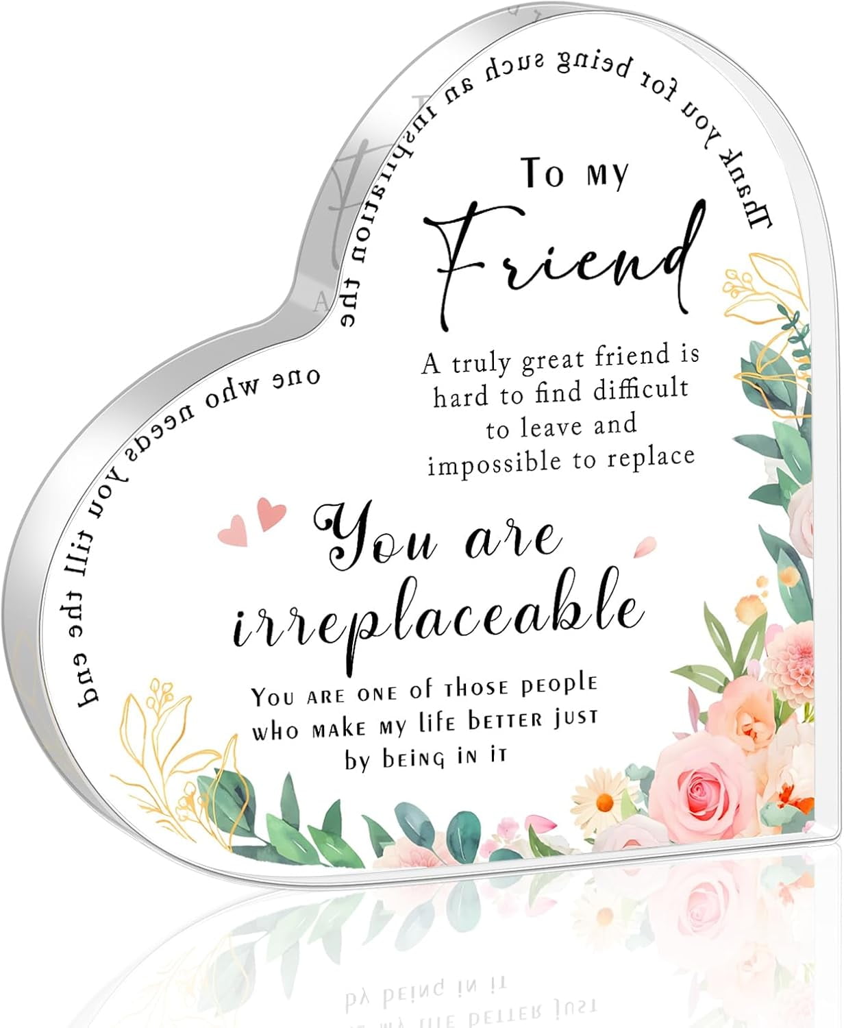 Friendship for Women Friend Bestie Unique Acrylic Heart Decor Sign ...