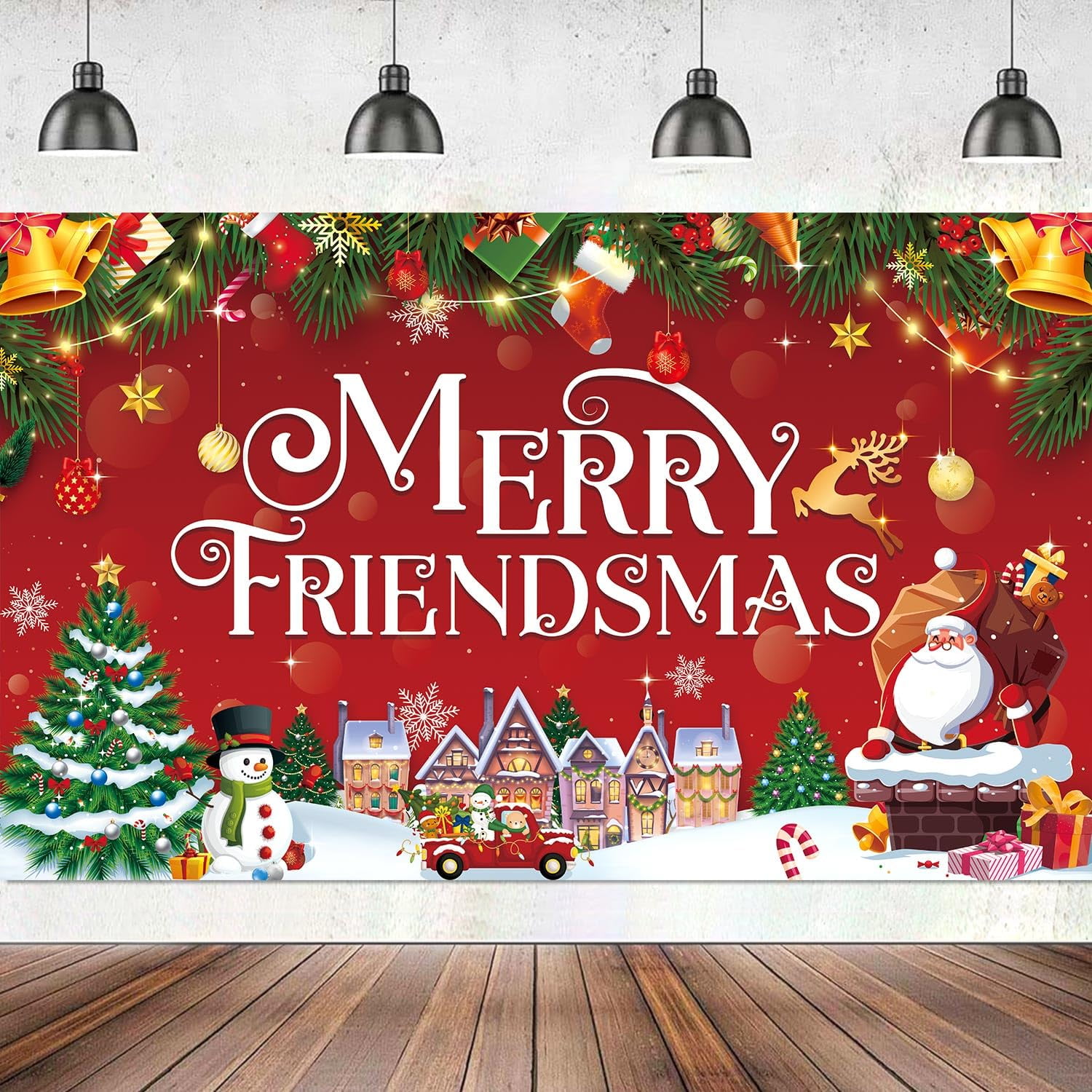 Friendsmas Christmas Party Decorations, Merry Friendsmas Backdrop ...