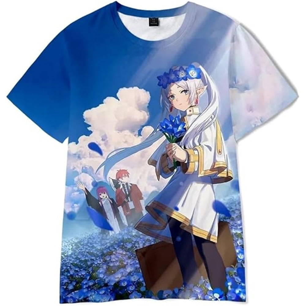Frieren Merch T-Shirt Fashion Anime 3D Round Neck Short Sleeve Unisex ...