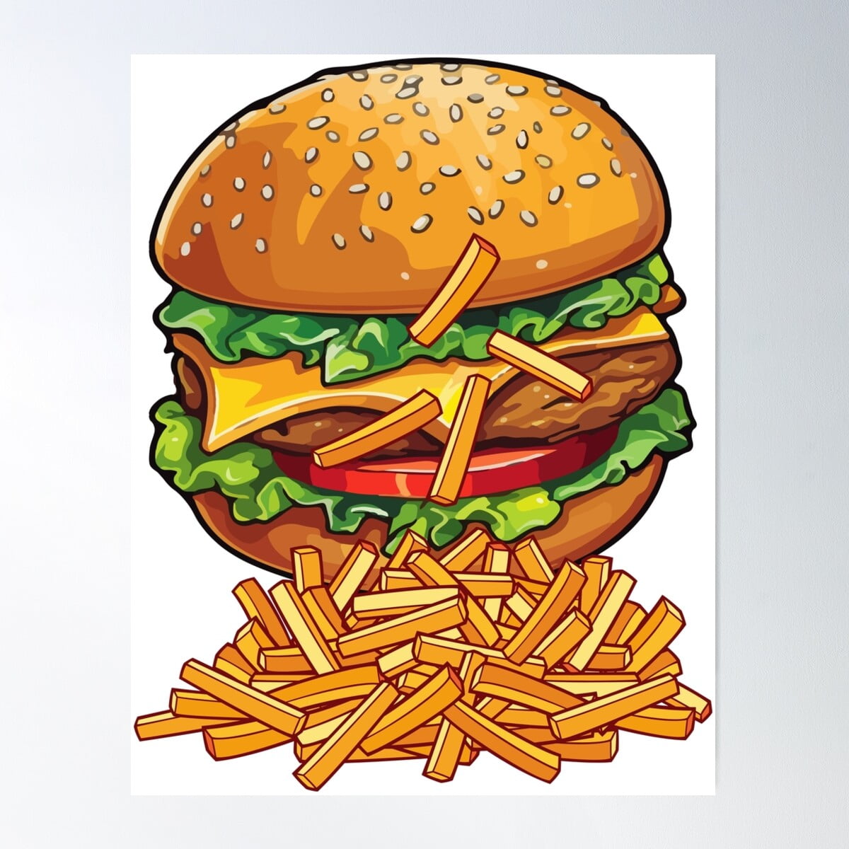 Fries And Burgers Go Together Perfectly Poster Wall Art, Modern Wall ...