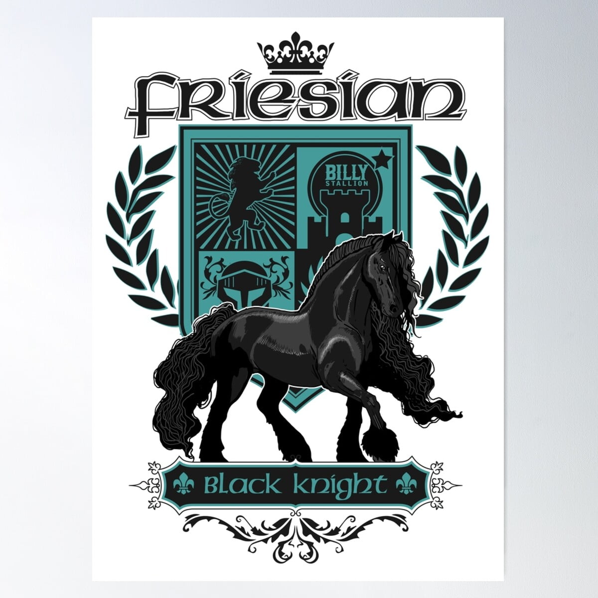 Friesian Black Knight Poster Wall Art, Modern Wall Decor For Living ...