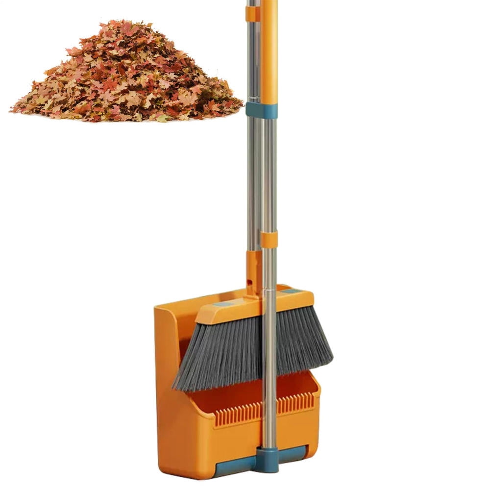 Frifer Broom with Dust Pan Long Handle Lightweight 180 Rotating Broom ...