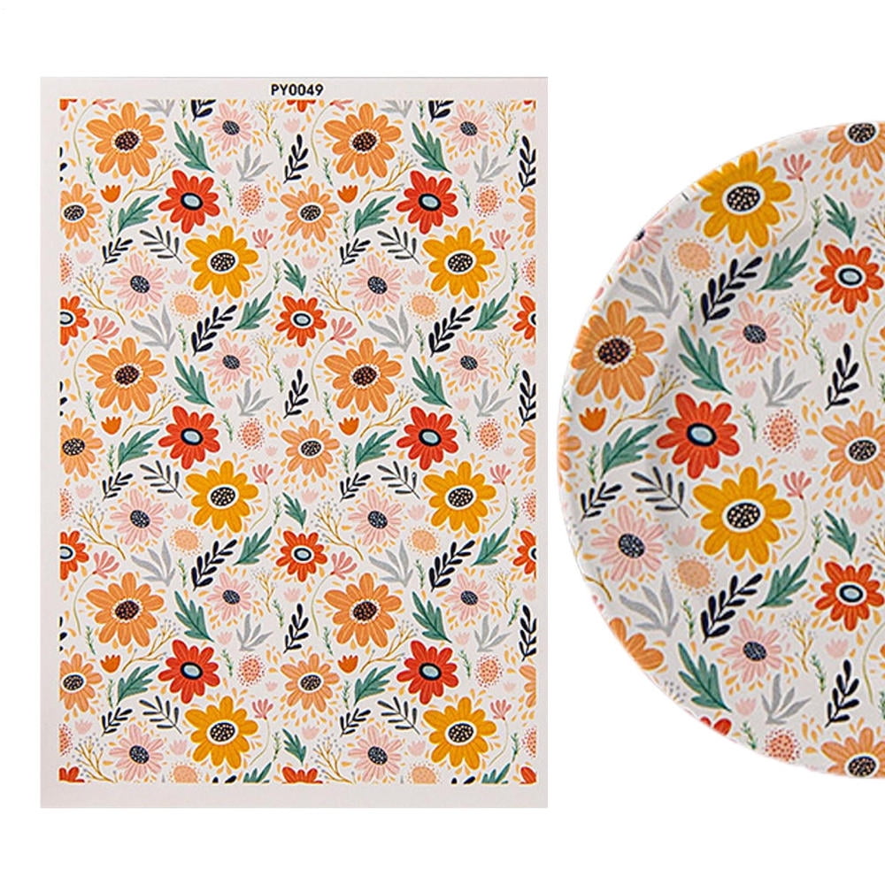 Frifer Ceramic Transfer Paper Flower Pottery Clay Decals Colorful ...