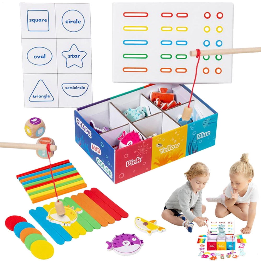 Frifer Color Shape Sorting Box Wooden Color Shape Sorting Toy Toddler ...