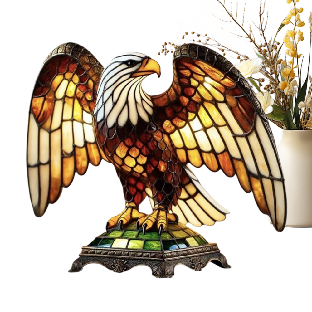 Frifer Eagle Lamp Stained Glass Eagle Lamp Patriotic Colorful ...
