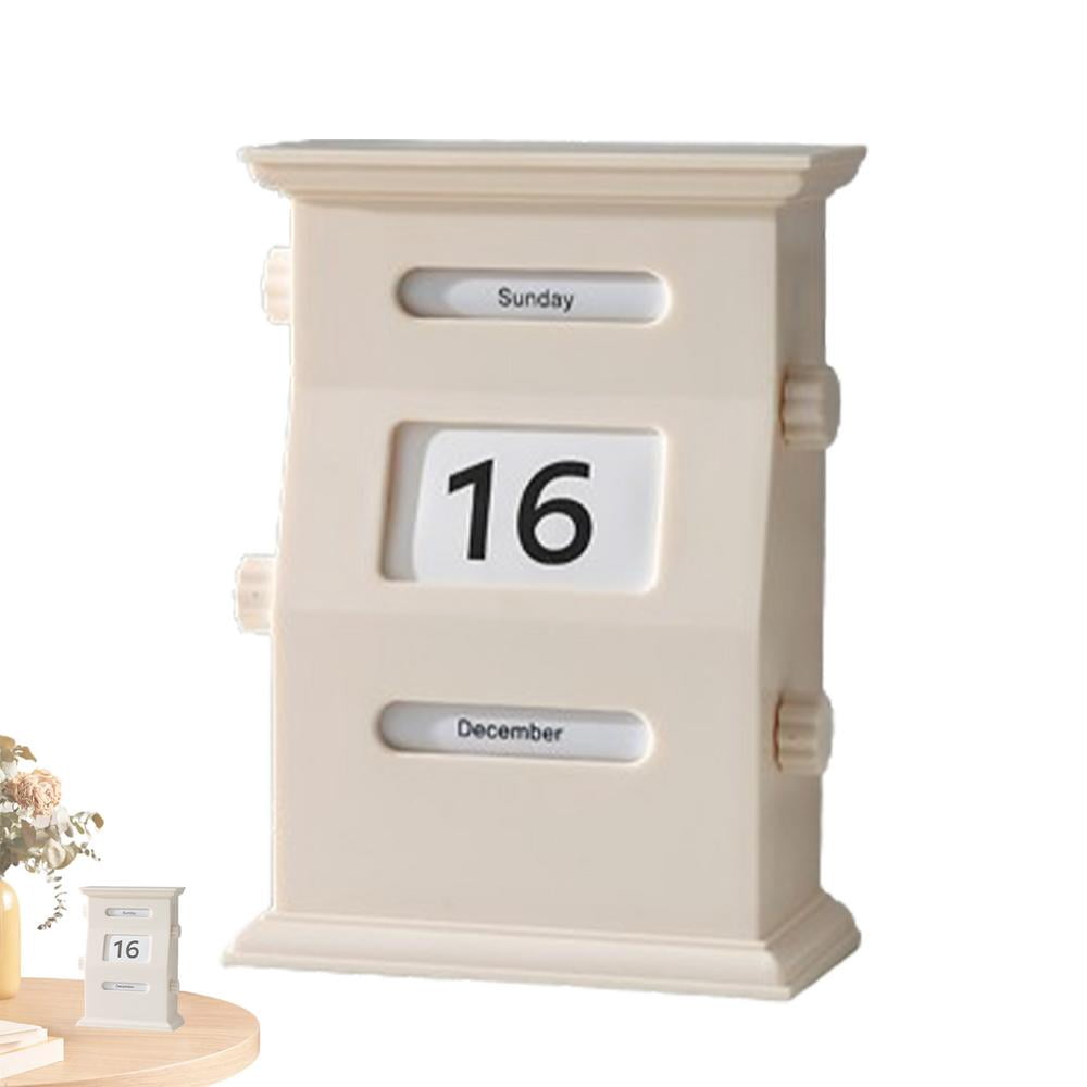 Frifer Perpetual Desk Calendar Retro Calendar Blocks Desk Date Display ...