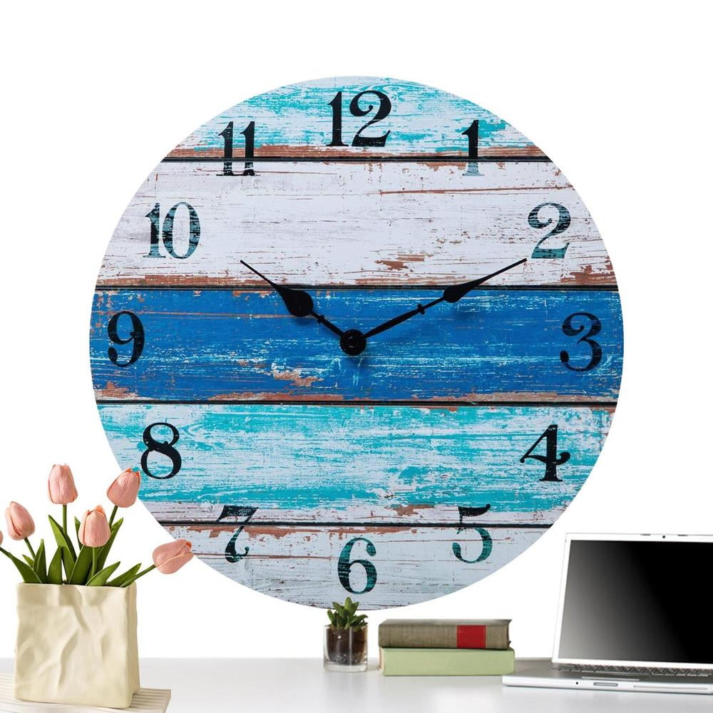 Frifer Sea Theme Wall Clock Easy to Read Wall Clocks Wall Clock Non ...