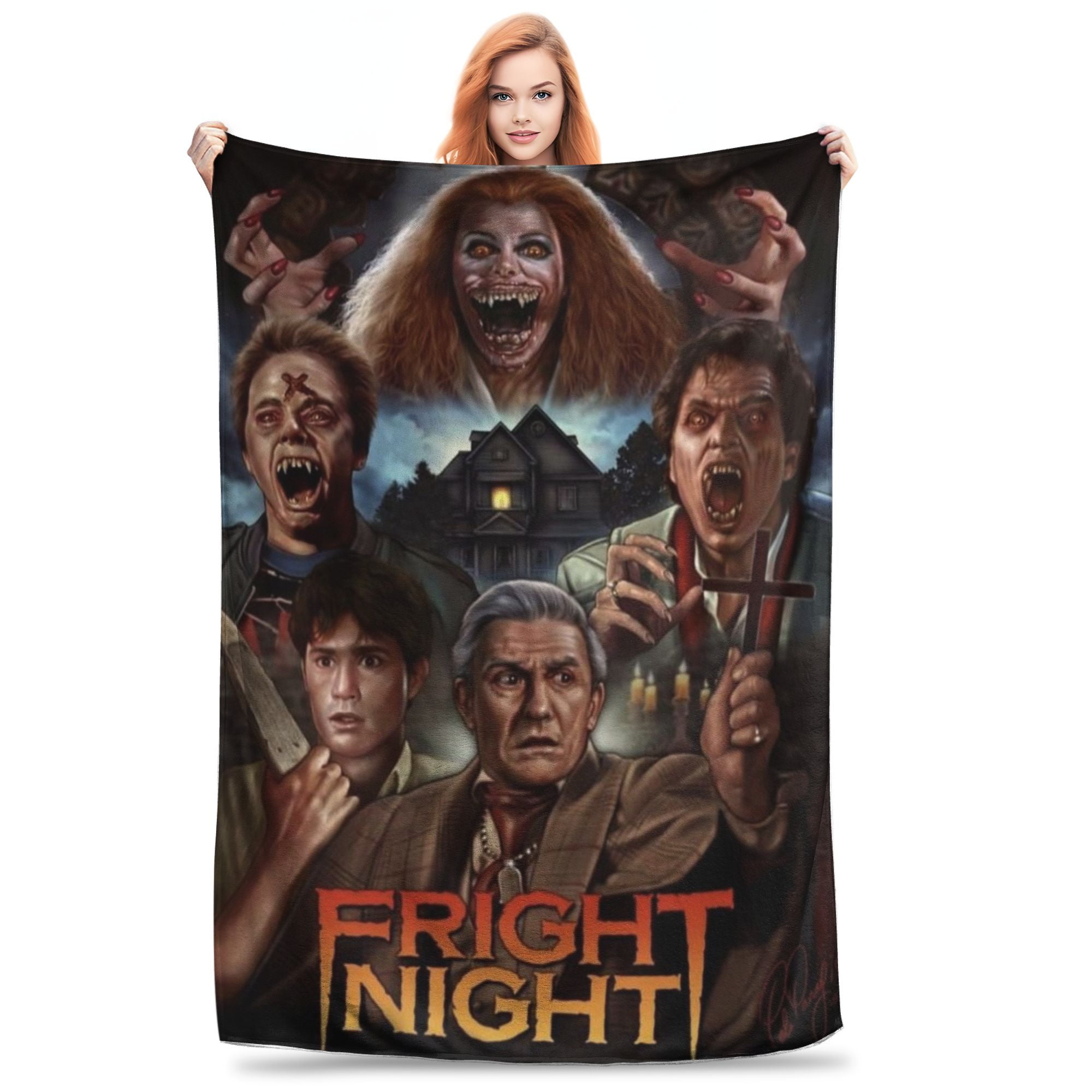 Fright Night Horror Movie Themed Fleece Blanket, Soft Warm Nap Blanket ...