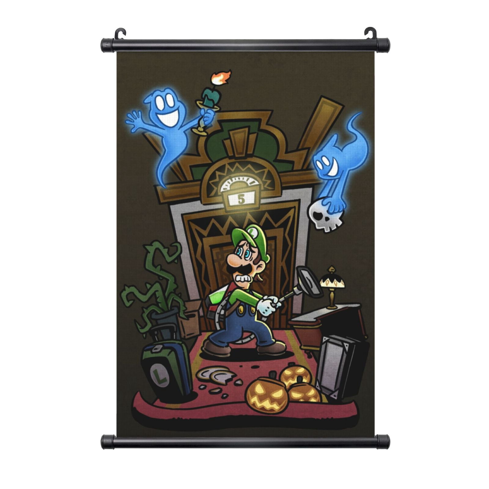Frightened Adventure Luigi's Mansion Black Plastic Shaft Hanging Poster ...