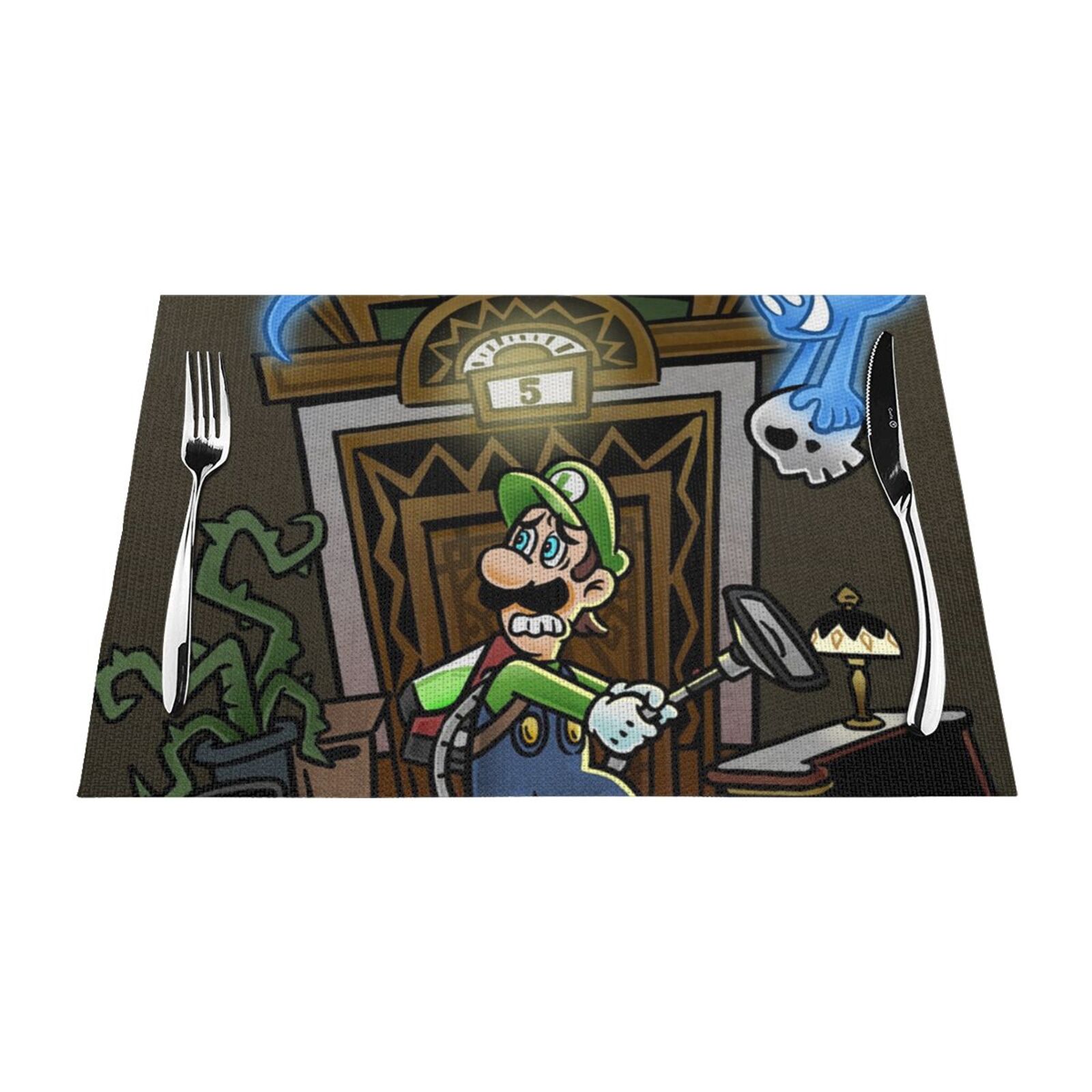 Frightened Adventure Luigi's Mansion Woven Placemats For Kitchen Dining ...