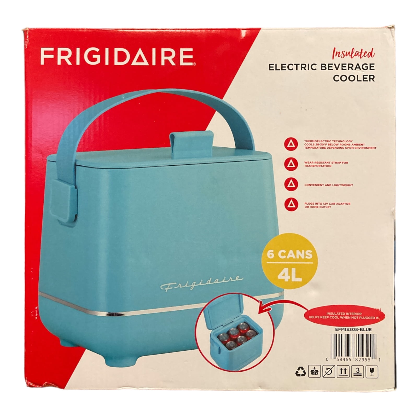 Frigidaire Insulated Mini Beverage Cooler, Electric, Blue, Fits Six ...