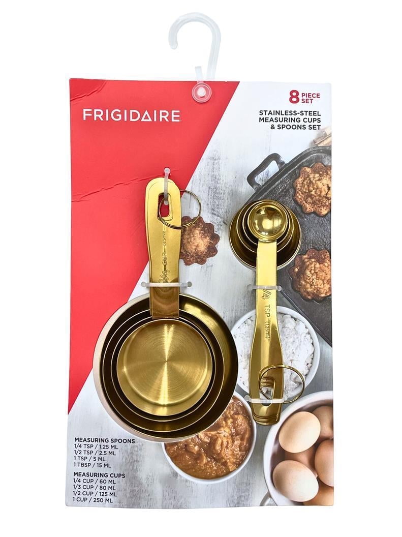 Frigidaire Measuring Cups and Spoons Set of 8, Stainless Steel Handle ...
